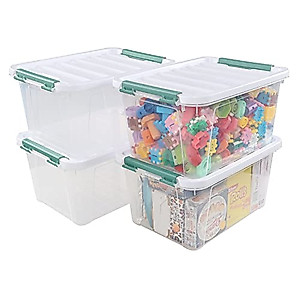 Neadas 20 Quart Plastic Storage Bins with Lid, Clear Storage Plastic Box, 4 Packs