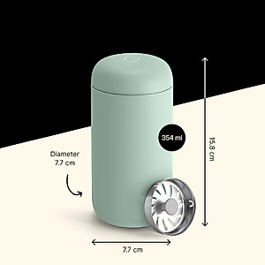 Fellow 12 oz Carter Move Travel Mug - Vacuum-Insulated Stainless Steel Travel Coffee Mug - Coffee Tumbler with Ceramic Interior and Splash Guard - Mint Chip