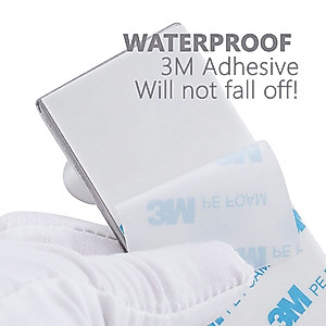 Songtec Bath Towel Bar 16-inch & 2 Hooks, Strong Adhesive Stick On Towel Rack, Hand Towel Holders, No Drilling on Wall - Brushed Nickel