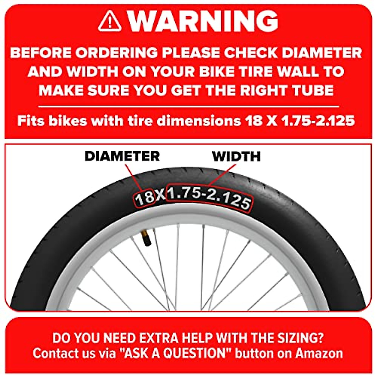 Ultraverse Bike Inner Tube for 18 X 1.75/1.95/2.10/2.125 inch Bicycle Tire Sizes with Schrader Valve - Rubber Tubes for Kids Mountain Bike, BMX, Cruiser, Foldable Bikes – Set of 2