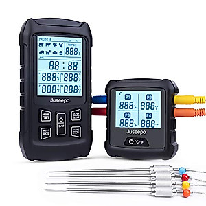 Juseepo Dual Probes Digital Cooking Meat Thermometer, Best for Cooking and Large LCD Backlit Kitchen Food Thermometer with Timer Mode, Suitable for Sugar, Frying