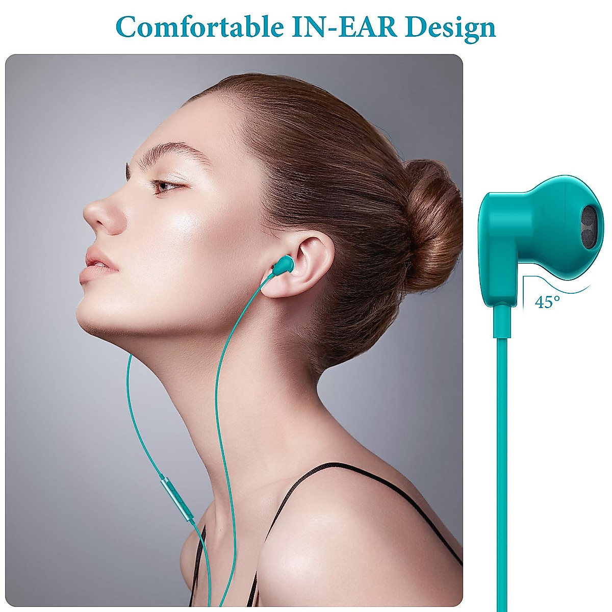 APETOO USB C Headphones for iPhone 16 15 Pro Plus iPad Pro,USB Type C Earphones HiFi Stereo USB C Wired Earbuds Microphone Volume Control for Galaxy S24 S23 S22 S21Pixel 9 8 7 7a 6 Pro 6a Turquoise