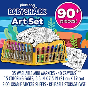 Crayola Baby Shark Art Set, 90 Pieces, Gift for Kids, 4, 5, 6, 7