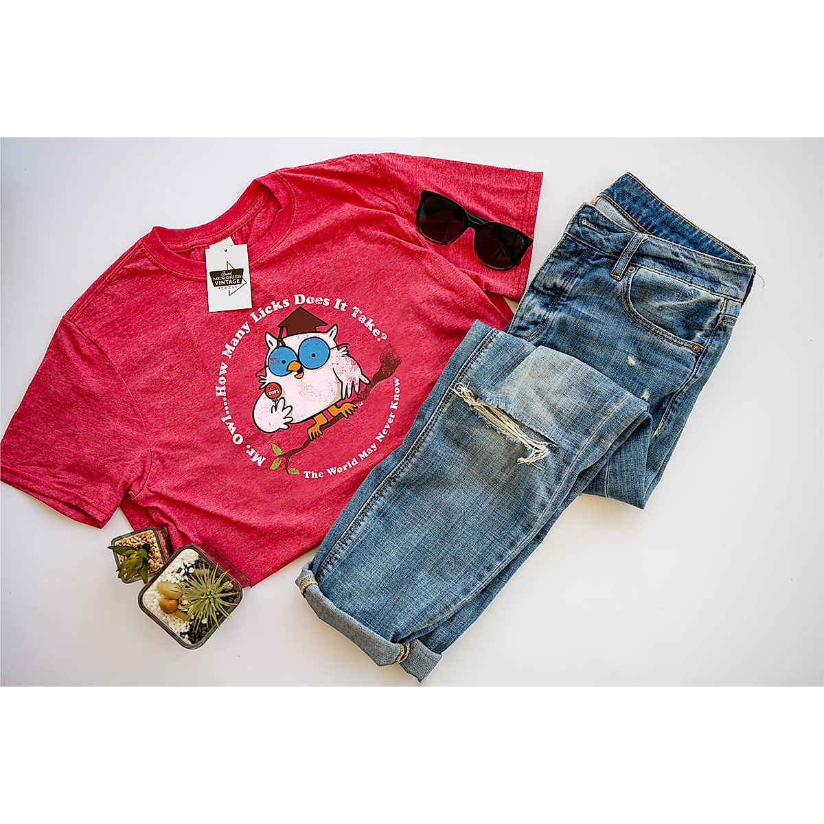 New Tootsie Pop® Mr. Owl Unisex Tee | Iconic Mr. Owl | Tootsie Shirt | Vintage Candy Shirt, Unisex, Medium Heather Red