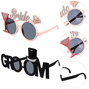 Gadpiparty Bridal Shower Eyewear 2Pcs Plastic Groom Glasses Bride Glasses Bachelor Party Eyeglasses Photo Props Night Bridal Eyeglasses Wedding Hen Party Favors Hen Party Sunglasses