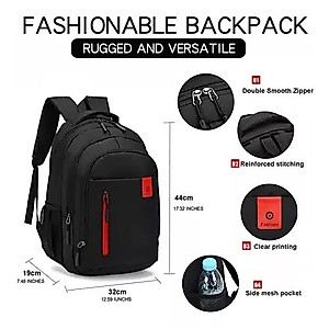 Luke Sports Heavy Duty Notebook Backpack Black and Red Three Front Pockets Two Side Pockets Scratch-Proof Fabric