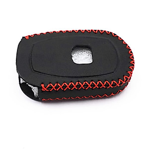 WFMJ Leather 4 5 Buttons Smart Remote Key Fob Case Cover Chain for 2022 2023 Honda Civic Hatchback Accord HR-V (Black,5 buttons)