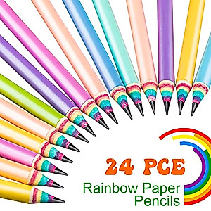 60 Pcs HB Pencil Rainbow Eco Paper Pencils Bulk Cute Recycled Paper Pencils for Kid Teachers Students School Office Writing Drawing Supplies