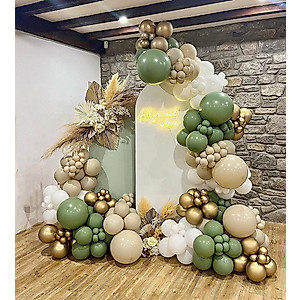 Sage Green Balloons Arch Kit-184pcs Sage Green Sand White and Chrome Gold Balloons Garland Kit for Birthday Baby Shower Bridal Shower Jungle Safari Engagement Party Decorations
