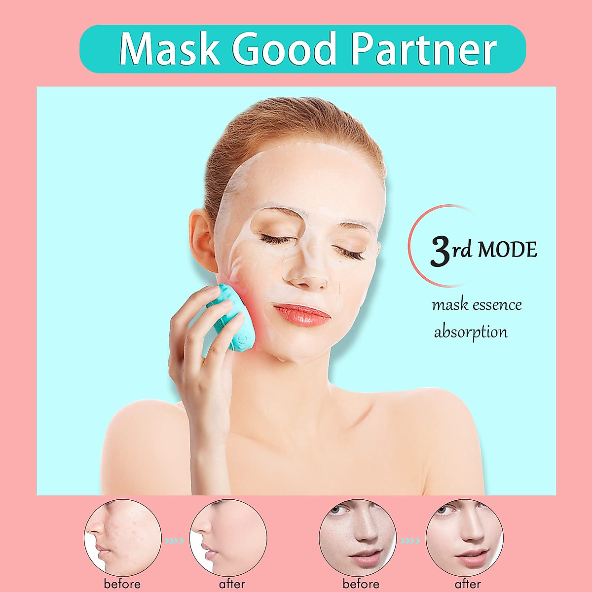 AUROARC Sonic Facial Cleansing Brush, Upgraded Silicone Face Scrubber for Cleaning and Exfoliating, Waterproof Face Wash Brush for Women