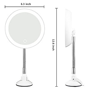 10X Magnifying Mirror with Light Makeup Mirror with Lights LED Lighted Makeup Mirror Vanity Mirror with Lights Flexible Gooseneck Mirror with Lights with Powerful Suction Cup