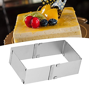 Square Cake Mold Ring, 6 to 11 inch Adjustable Stainless Steel Mousse Cake Ring Square Cookie Cutter Pastry Baking Mold for Birthday Cake, Party Dessert, Tiramisu