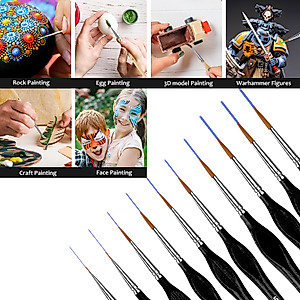 KIASON 10PC Miniature Paint Brush for Fine Detailing, Mini Small Painting Brushes Set for Art, Crafts, Acrylic, Watercolor, Oil, Model, Face, Warhammer 40k & Paint by Number, Citadel, Figurine (Black)