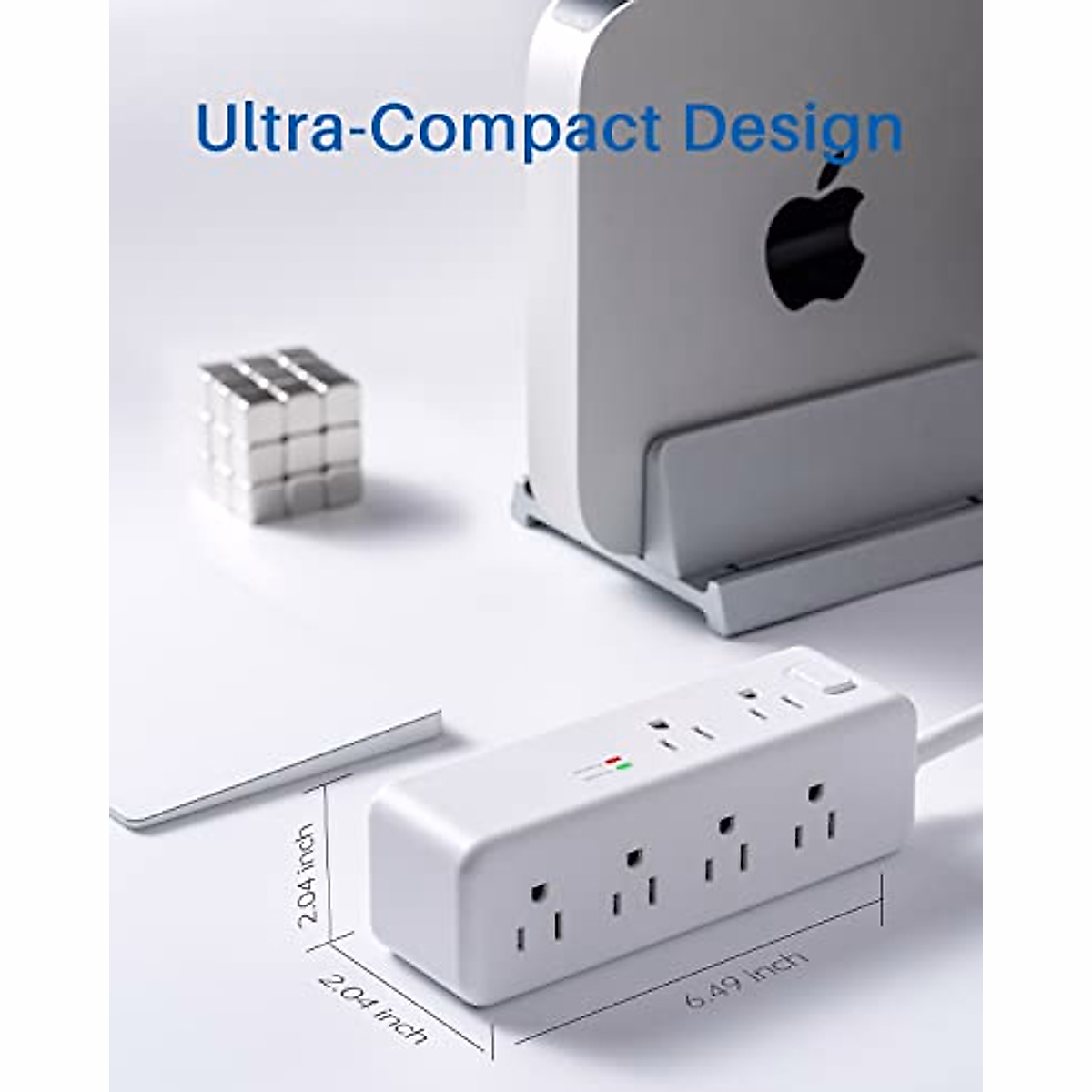 Power Strip Surge Protector by KOOSLA, [15A 1875W] 3 Sided, 6.5 ft Extension Cord, Flat Plug, 8 AC Multiple Outlets & 3 USB Ports Charging Station, Compact for Travel, Home, Office, Dorm Room