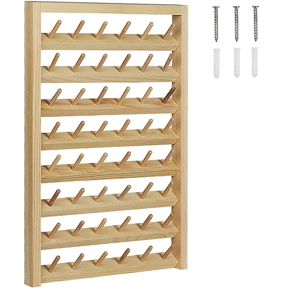 48 Spool Thread Rack Wooden Thread Holder Hanging Sewing Organizer For Sewing Quilting Embroidery Hair Braiding Rack Storage Organizer Holder