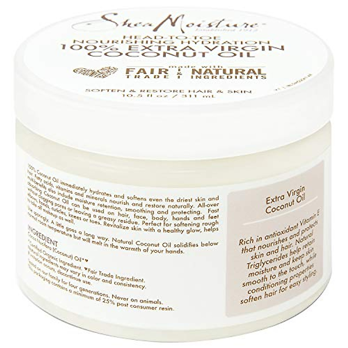 Sheamoisture Head-to-Toe Nourishing Hydration for Dry Skin 100% Virgin Coconut Oil Paraben Free Skin Care 10.5 oz
