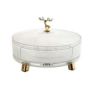 RUNLAIKEJI Divided Serving Tray with Lid, 5 Compartment Fruit and Snack Serving Tray, Transparent, Plastic, Rectangular, 11 x 8 x 2.5 in