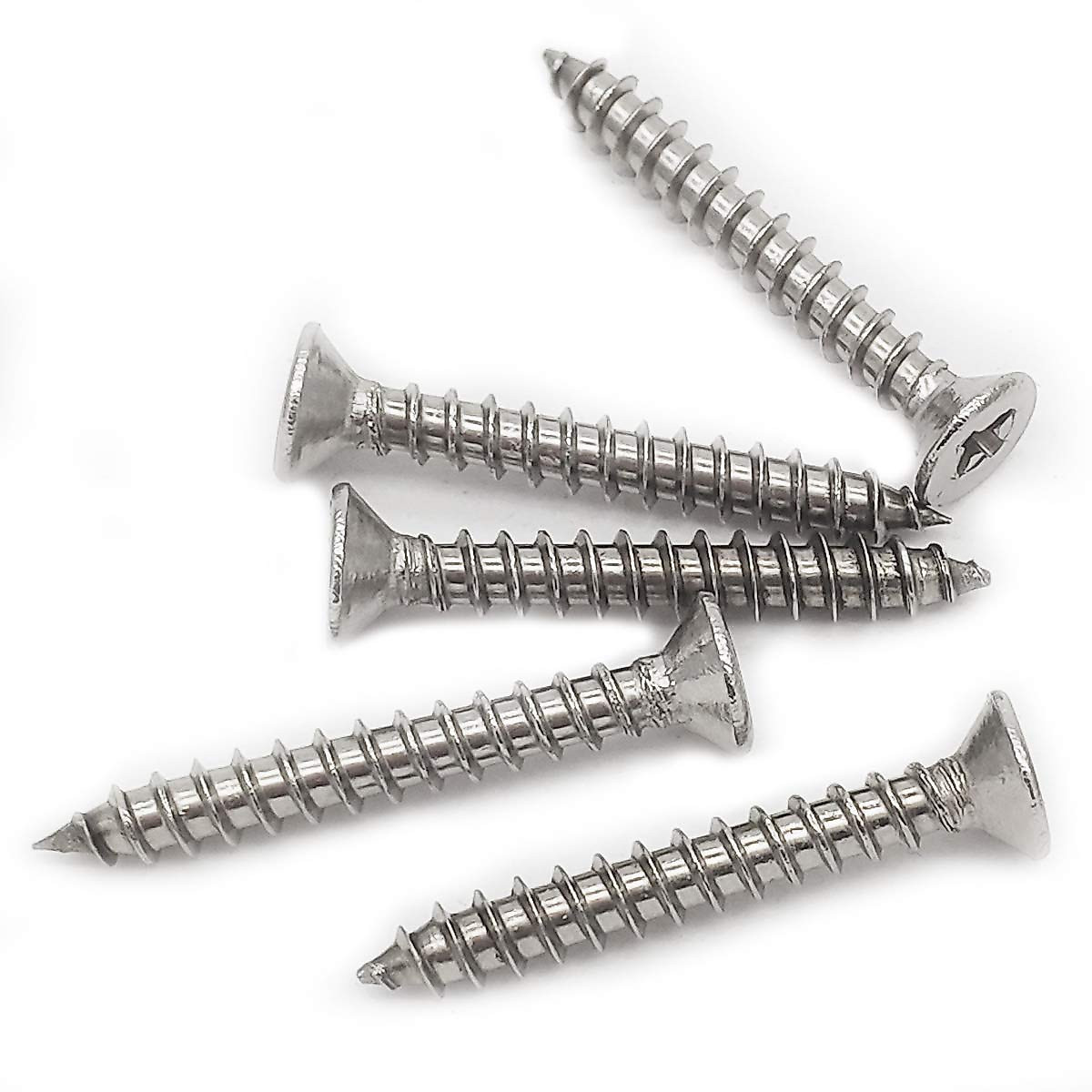 ZLYY 100pcs M4x30mm Stainless Flat Head Phillips Self-Tapping Wood Screw 18-8 (304) Stainless Steel Screw