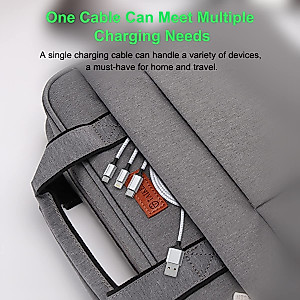 Multi 3 in 1 USB Long iPhone Charging Cable, 1.8M/5.9Ft Nylon Braided Universal Phone Charger Cord USB C/Micro USB/Lightning Connector Adapter for Android/Apple/Samsung/LG/Pixel/Huawei/XiaoMi(Gray)