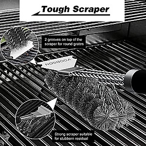 VOOBSON Grill Brush and Scraper Bristles Free with Extra Replaceable Head,18'' Stainless BBQ Brush for Grill Cleaning with Carrying Bag,BBQ Cleaner Accessories for Porcelain Weber Gas Charcoal