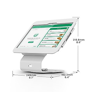 Kiosk POS Tablet Stand Compatible with Samsung Galaxy Tab A8 10.5" Tablet, Business Desktop Retail Stand with 360° Swivel Base, Metal, White, PSC101WG