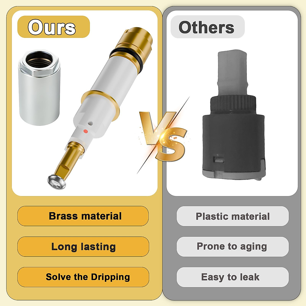 UCDETD MS-5AT-C Brass Shower Cartridge Replacement for SLD1350, MP58045, 4-1/2 in Length, Globe Valve, Faucet Cartridges