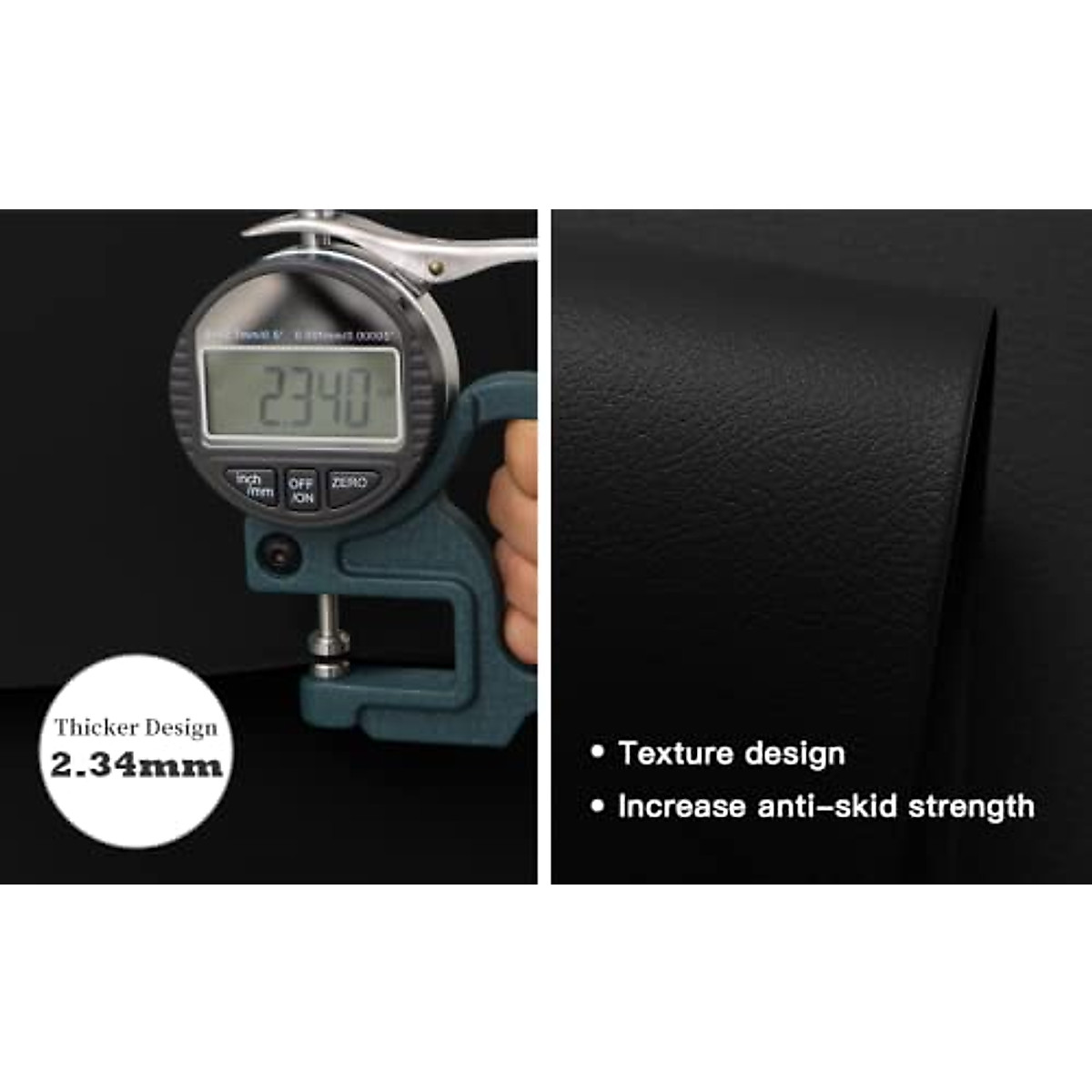 Vinjiasin Black Leather Placemats for Dining Table Set of 4, Waterproof Wipeable Placemats, Heat Resistant Non Slip Rectangle Indoor Place mats, Easy to Clean Christmas Decorations