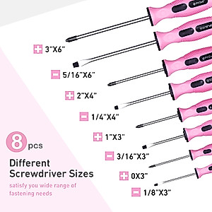 FASTPRO 12-Piece Pink Magnetic Screwdrivers Set with Slotted Phillips Screwdrivers and Precision Screwdrivers, Repair Tool Kit for Women with Storage Bag