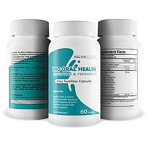 Pro Oral Health Probiotics & Prebiotics - Oral Probiotics for Mouth & Bad Breath - Easy Swallow Capsules - Our Best Oral Health Probiotics Bad Breath Blend - 40 Billion CFU