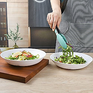 GEHE Pasta Bowls 34oz, 8.6" Large Salad Bowls, White Serving Bowls for Kitchen, Bamboo Fiber Pasta Bowls Set of 6, Dinner Bowls and Pasta Plates for Salad, Soup and Dishwasher Safe, House-warming Gift