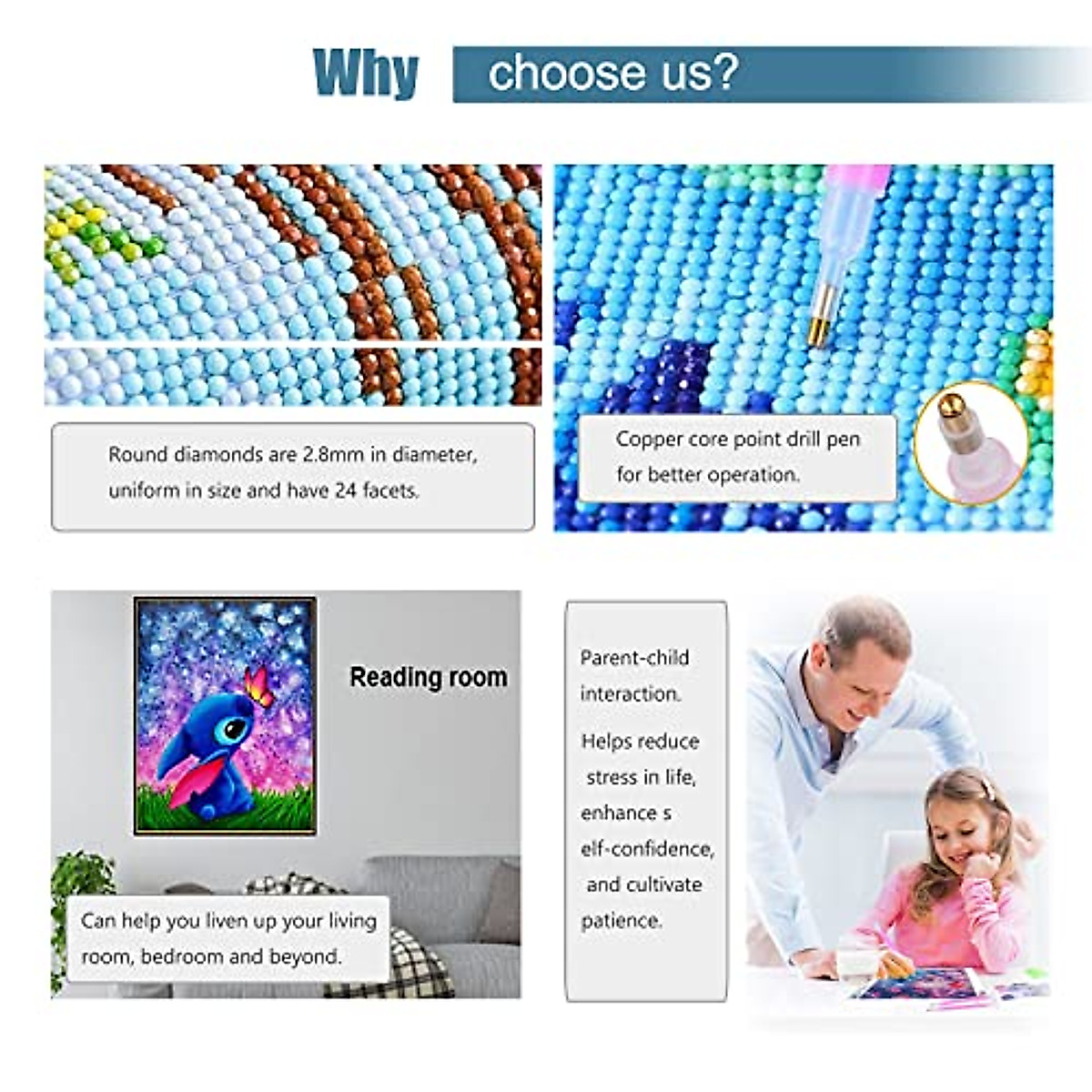 Umbalir 6 Pack Diamond Painting Kits for Adults & Kids, 14" x 18" Diamond Art Kits, DIY 5D Diamond Dotz Crafts Cartoon Images are Used for Home Décor