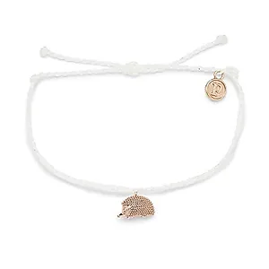 Pura Vida Rose Gold Hedgehog Bracelet - 100% Waterproof, Adjustable Band - Plated Brand Charm, White