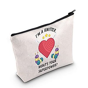 MEIKIUP Funny Knitter Makeup Bag Yarn Storage Crochet Bag for Knitting Stuff Gift for Sewing Quilting Lover (Knitter Makeup Bag)