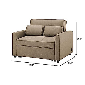 Lifestyle Solutions Serta Shelby Convertible Chair Sofabed, Tan