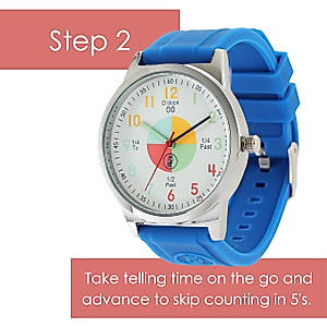 OWLCONIC Telling Time Teaching Clock - Bundled with Kids Watch. Learn to Tell Time Resources. Blue