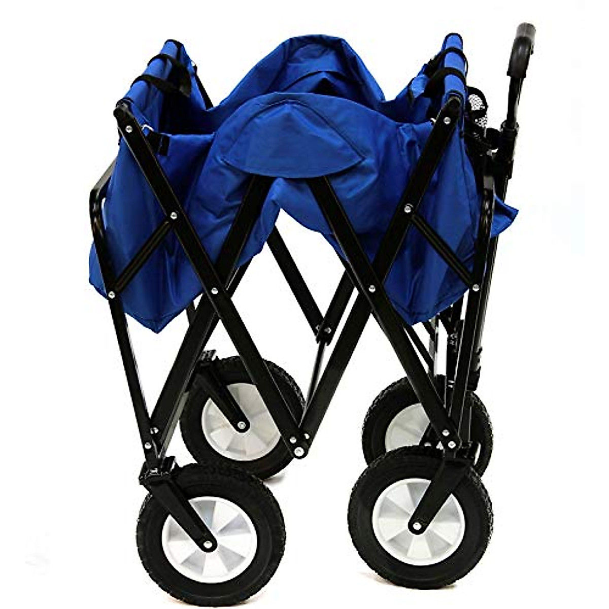 Mac Sports Heavy Duty Steel Frame Collapsible Folding 150 Pound Capacity Outdoor Camping Garden Utility Wagon Yard Cart, Blue