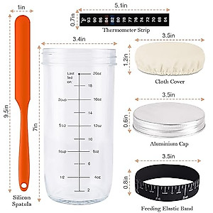 NEOBELLA Sourdough Starter Kit, 24 oz Sourdough Starter Jar with Thermometer, Feeding Date Band, Scraper, Cloth Cover, and Metal Lid. Sourdough Baking