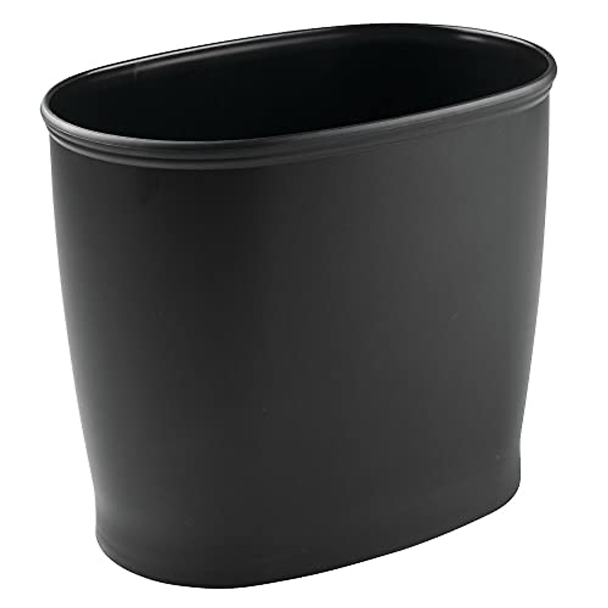 mDesign Plastic Oval Small 2.25 Gallon/8.5 Liter Trash Can Wastebasket, Garbage Container Bin for Bathroom, Kitchen, Office, Dorm - Holds Waste, Refuse, Recycling, Hyde Collection, 2 Pack, Black