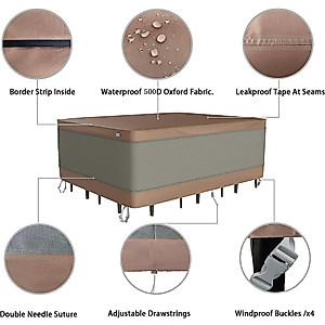 Garden Balsam Waterproof Square Patio Table and Chair Cover Beige 74" L X 74" D X 28" H Outdoor General Purpose Furniture Covers Patio Furniture Set Cover