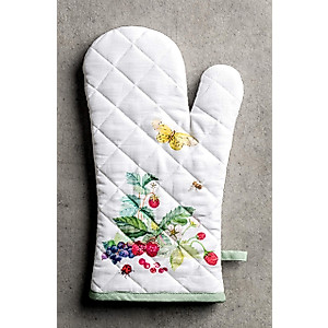 Maison d' Hermine Oven Mitts 100% Cotton Heat Resistant 7"x13" Oven Mitt BBQ Cooking Gloves with Loop, Baking Grilling Microwave, Handling Hot Pans, Printemps - Spring/Summer
