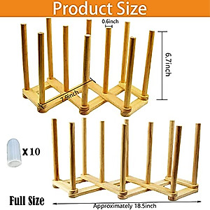 Cyauatt Wooden Cup Bottle Drying Rack, Retractable Drinking Glass and Sports Bottle Drainer Rack,Stand Cup Dish Holder and Plastic Bag Dryer Rack