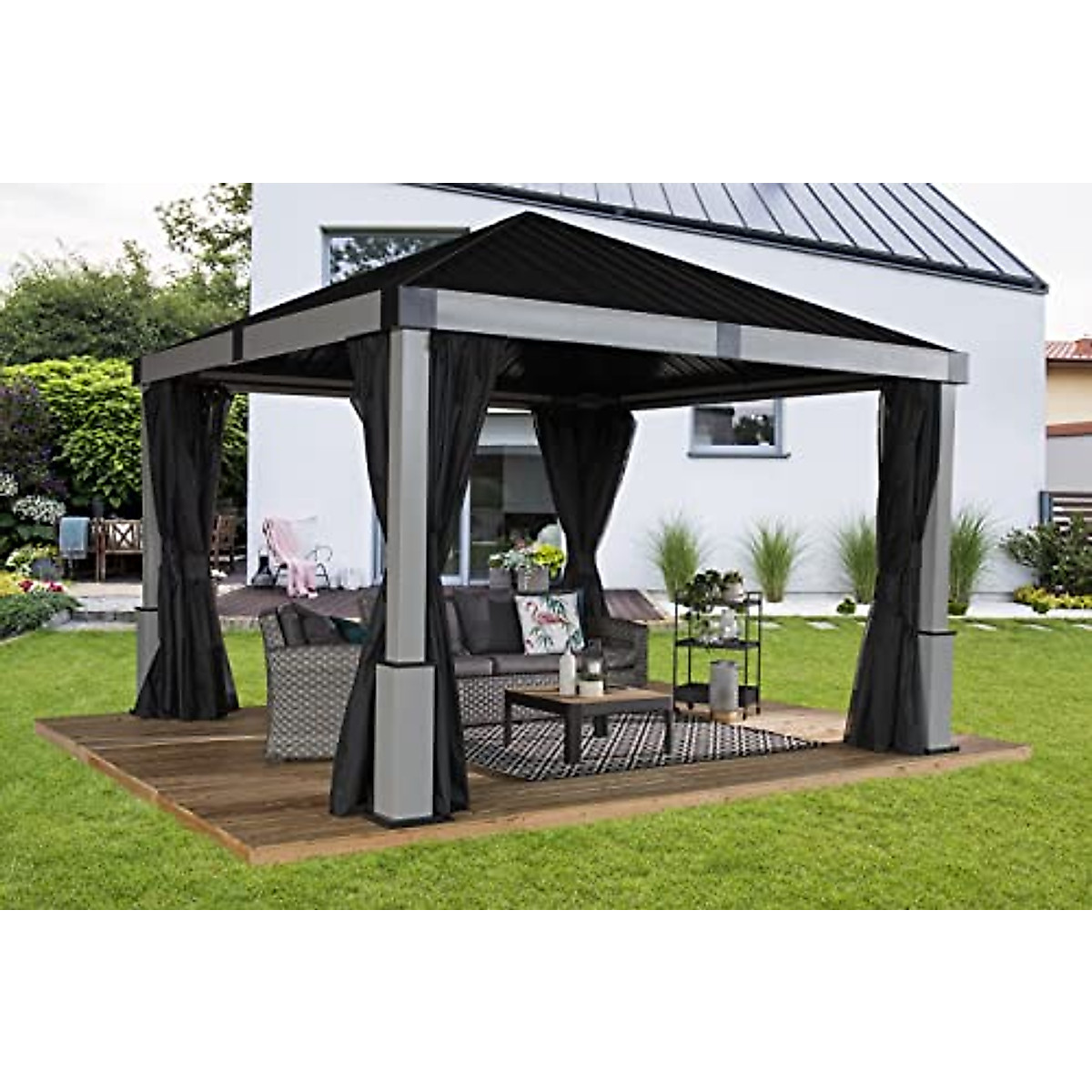 Sojag Outdoor 12' x 12' Lena Hardtop Gazebo Heavy Duty Aluminum Outdoor Sun Shelter, Anthracite