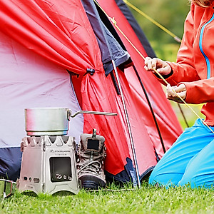 STADELHORN Titanium Minimalist Wood Stove Ultralight 100% Pure Titanium Portable & Foldable for Camping, Backpacking, Hiking, and Bushcraft Survival. Stronger and Lighter vs Steel, weighs only 7.3 oz.