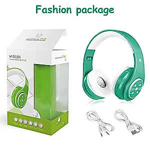 Kids Wireless Bluetooth headphones Volume Limited 85db Stereo Sound Over-Ear Foldable Lightweight Children headphones with Mic SD Card Slot up to 6-8 hours play time for Boys Girls Adults (Green)