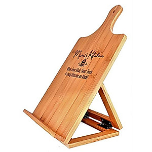 Mimi Gift Cookbook Stand Recipe Holder - Custom Engraved Bamboo Cutting Board Foldable Chef Easel Metal Hinge Kickstand iPad Tablet Compatible Christmas Birthday Mother Day Kitchen Decor (7.25x13.5)