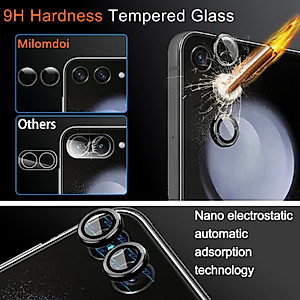 Milomdoi [9 in 1] for Samsung Galaxy Z Flip 5 Screen Protector, 3 Pack Inner Screen Flexible Film + 3 Pack Tempered Glass Back Screen Protector + 3 Pack Camera Protector with Easy Installation Frame