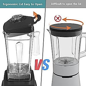 OMMO Blender 1800PW, Professional High Speed Countertop Blender with Durable Stainless Steel Blades, 60oz BPA Free Blender for Shakes and Smoothies, Nuts, Ice and Fruits, Dishwasher Safe (Black)