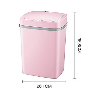 HZTEC Kitchen Trash Can Trash Can with Lid Induction Home Smart with Lid Kitchen Living Room Bedroom Bathroom 12L ( Color : Pink )