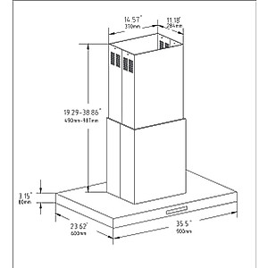 CAVALIERE 36" Inch Island Mounted Range Hood 442 CFM