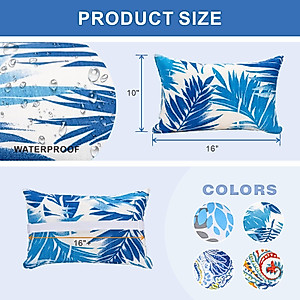 JMGBird Outdoor Pillow for Chaise Lounge Chair Set of 2 Waterproof Headrest Pillow Lumbar Pillows with Insert & Adjustable Elastic Strap for Beach Poolside Patio Office, 10x16 Inch